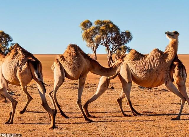 Wild feral camels in the Sturt Stony desert South Australia. - Photo ...